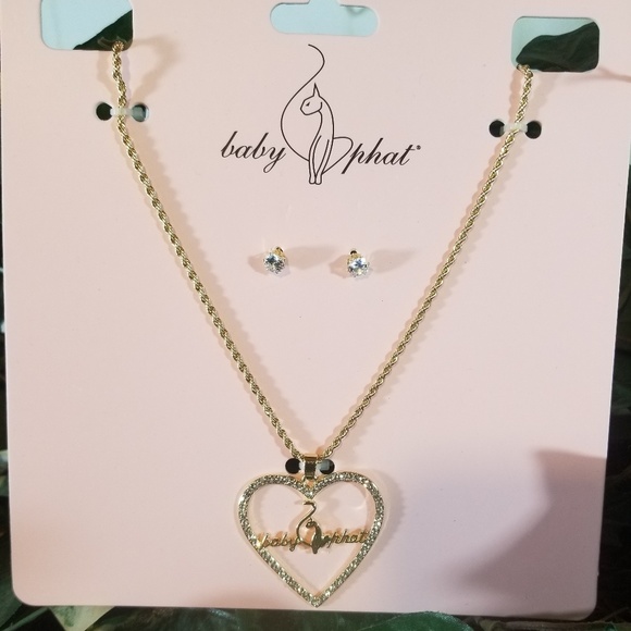 Baby Phat | Jewelry | Baby Phat Heart Shaped Necklace And Earrings ...